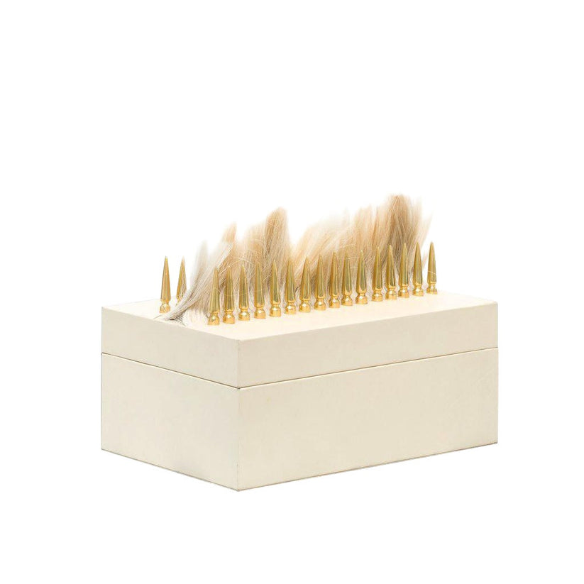 Camila Cream Leather Storage Box – Decorative Box with Gold Accents ...