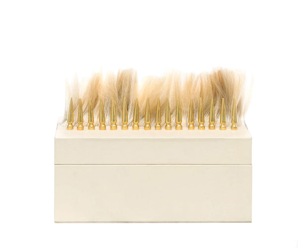 Camila Cream Leather Storage Box – Decorative Box with Gold Accents ...